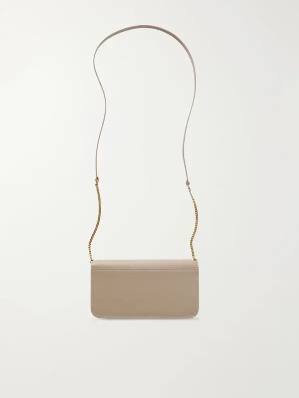 Saint Laurent Cassandre Strap Leather Phone Case - Neutrals