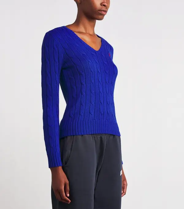 Polo Ralph Lauren Kimberley Cable Knit V-neck Sweater - Blue