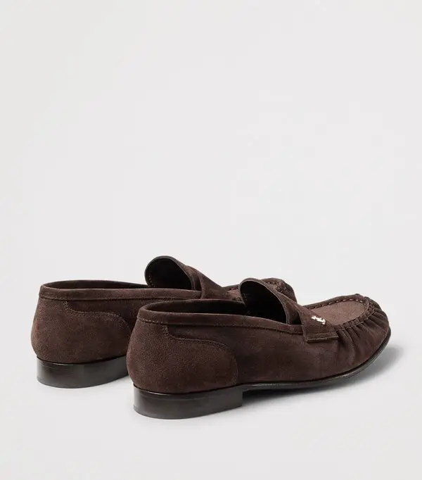 JIMMY CHOO Ellis Suede Loafers With Logo Plaque - Brown