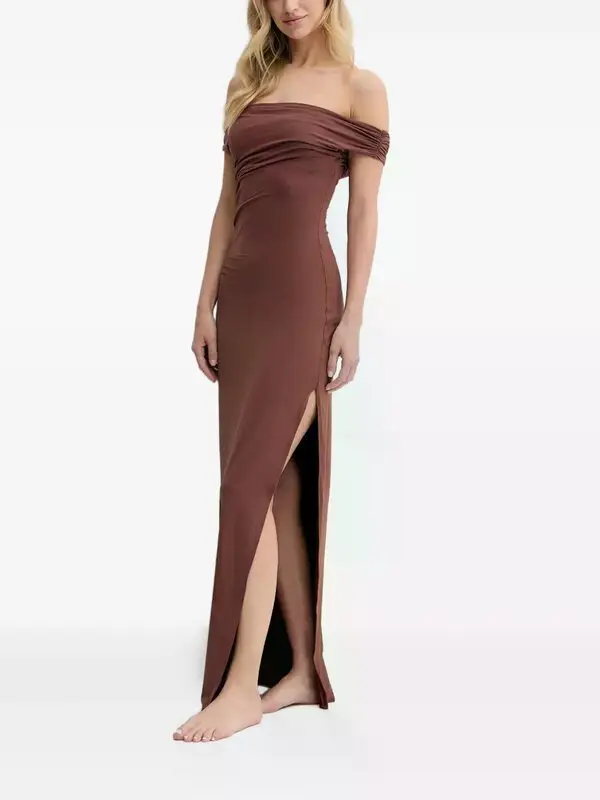 Bond Eye Off-shoulder Side-split Maxi Dress
