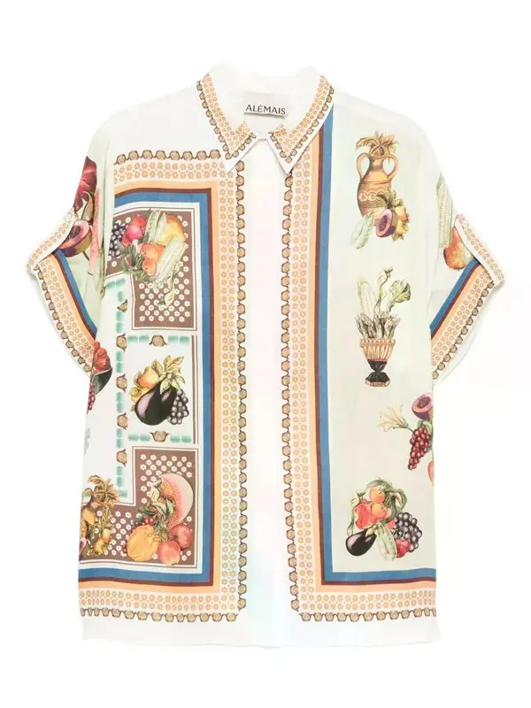 ALEMAIS Mercado Fruit-print Short-sleeve Shirt - White