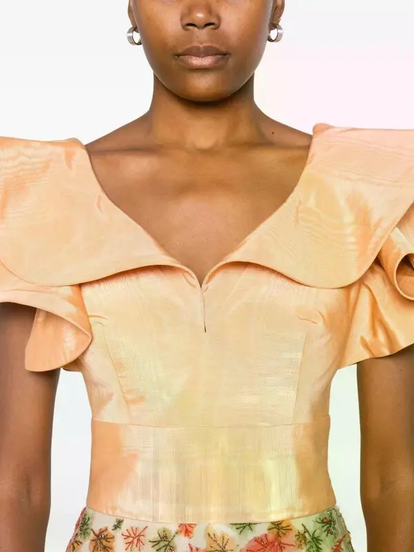 GEMY MAALOUF Ruffled Leaf-embellished Dress