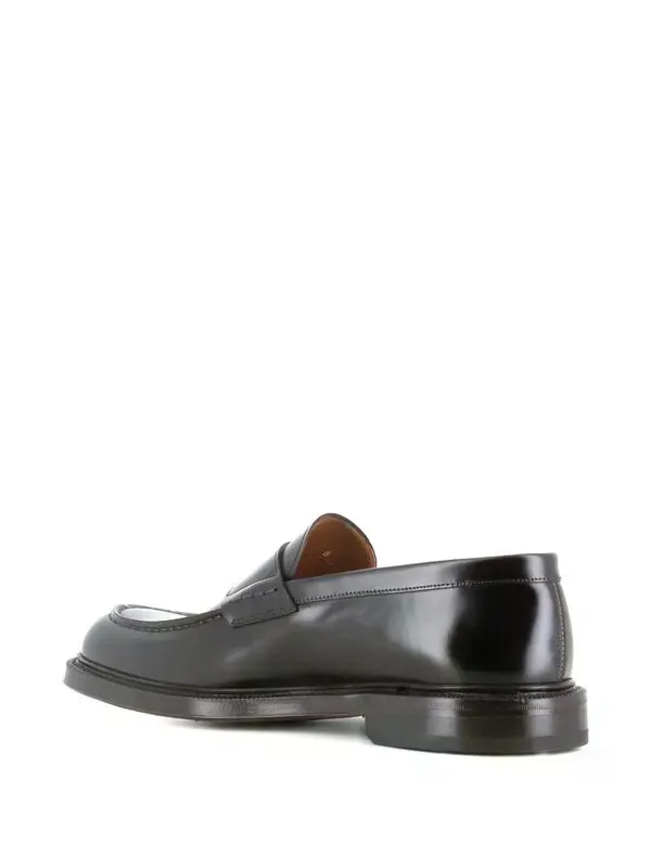 GREEN GEORGE Black Leather Penny Loafers - Brown