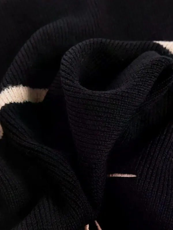 Moschino Embroidered Ribbed Scarf - Black