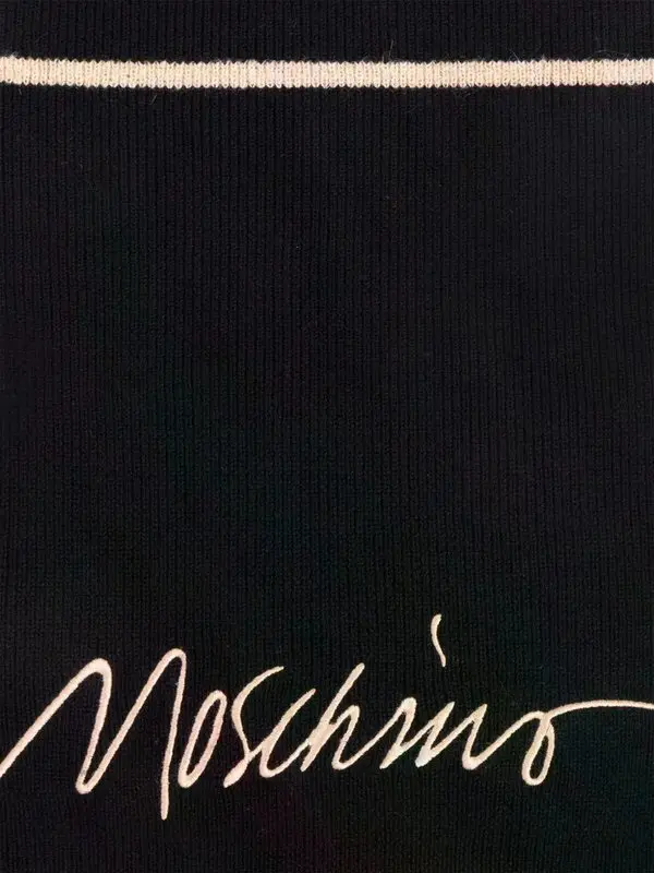 Moschino Embroidered Ribbed Scarf - Black