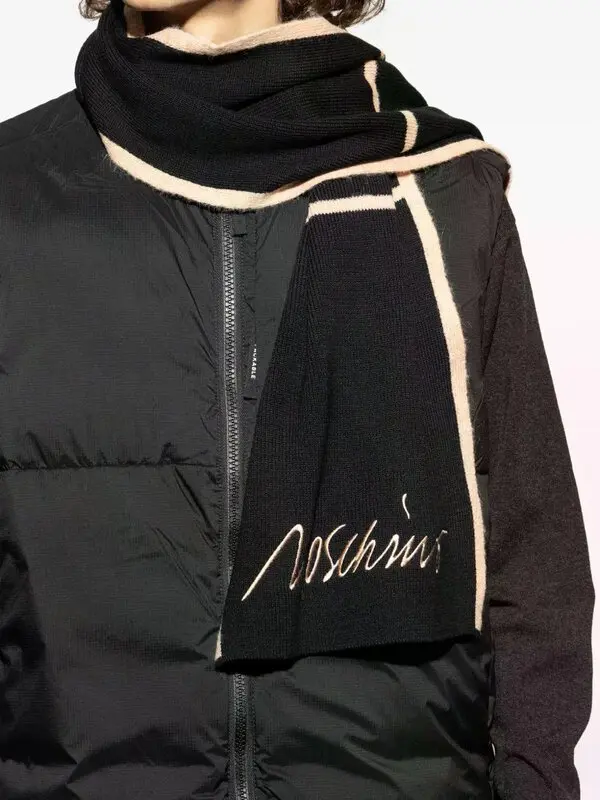 Moschino Embroidered Ribbed Scarf - Black