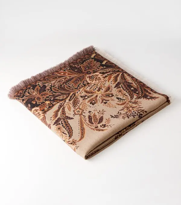 Etro Clergy Pegaso Floral Wool Throw - Brown