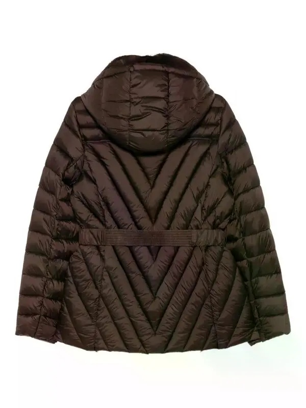 Michael Kors Quilted Belted Jacket With Logo Plaque - Brown