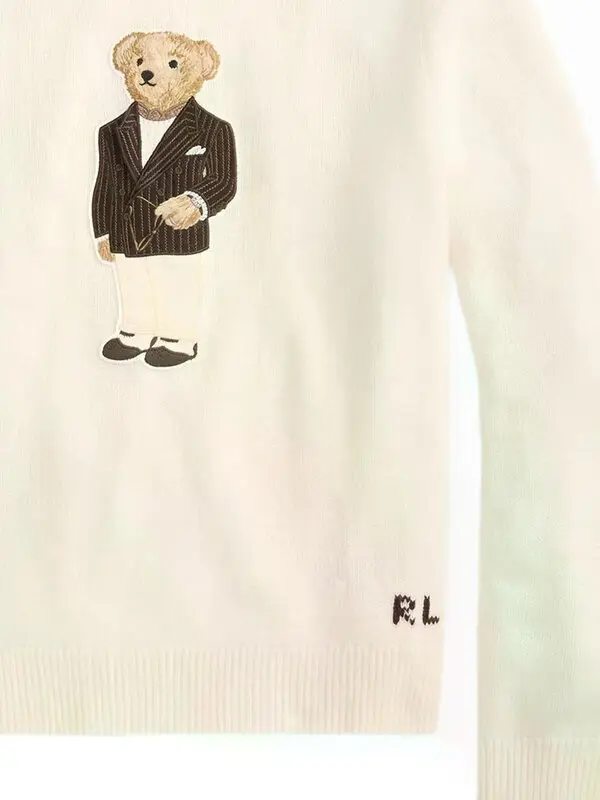 Ralph Lauren Purple Label Signature Teddy Bear Motif Crew-neck Sweater - Neutrals