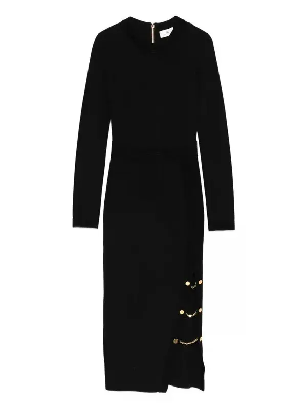 Elisabetta Franchi Ribbed Knit Dress With Chain Embellishment