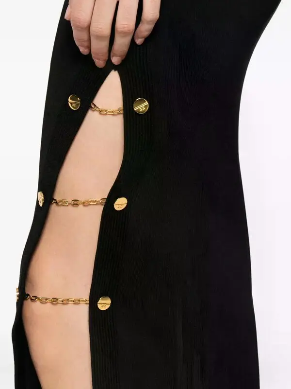 Elisabetta Franchi Ribbed Knit Dress With Chain Embellishment