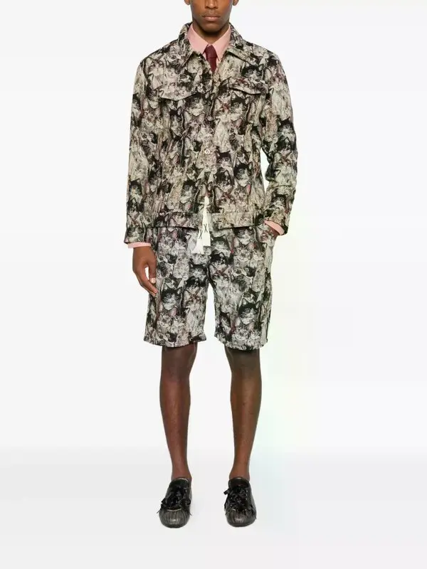 BLESS Cat-print Drawstring Shorts