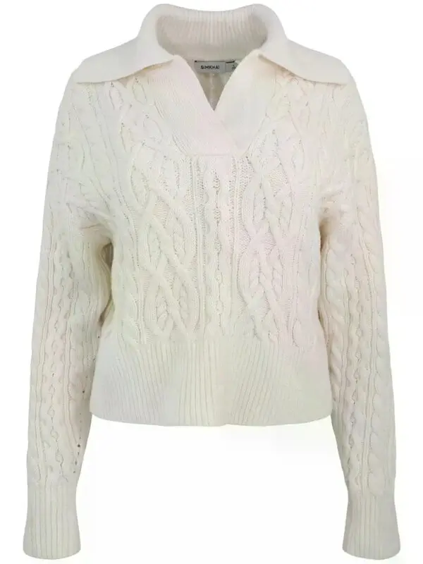 Simkhai Kate Cable-knit Polo Jumper