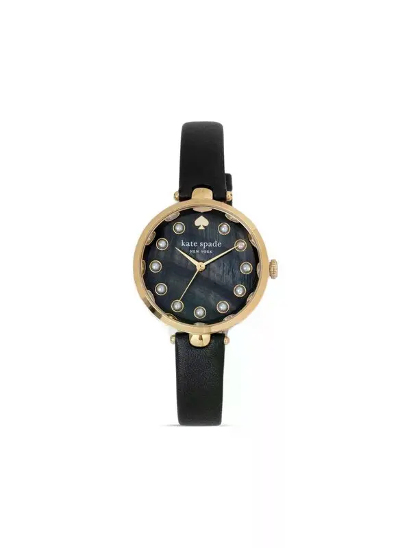 Kate Spade New York Leather Strap Watch - Black