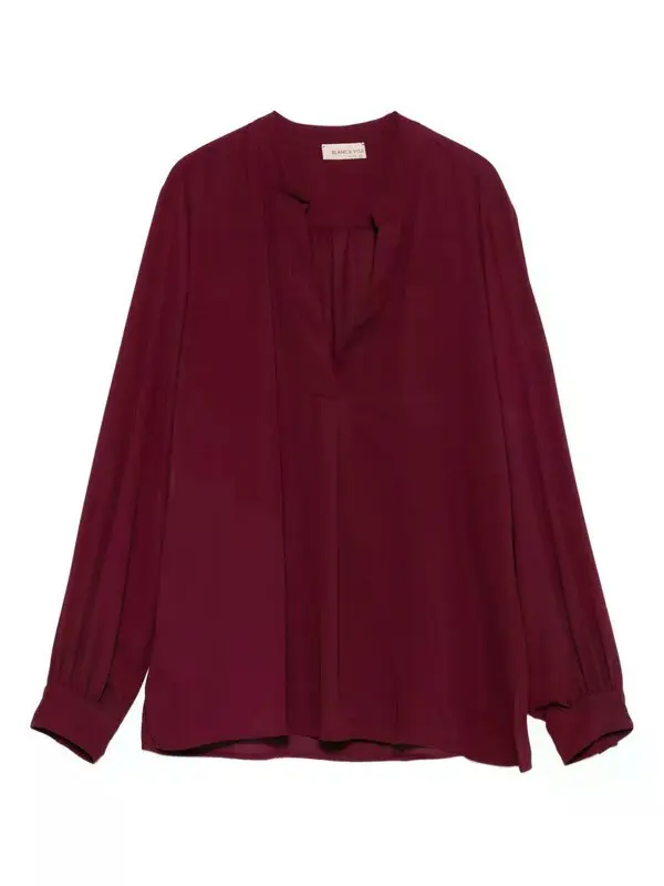 BLANCA VITA Keyhole Neckline Long Sleeve Top