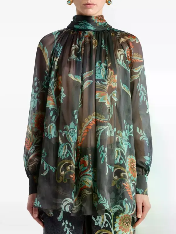 Etro Daffodil-motif High-neck Blouse