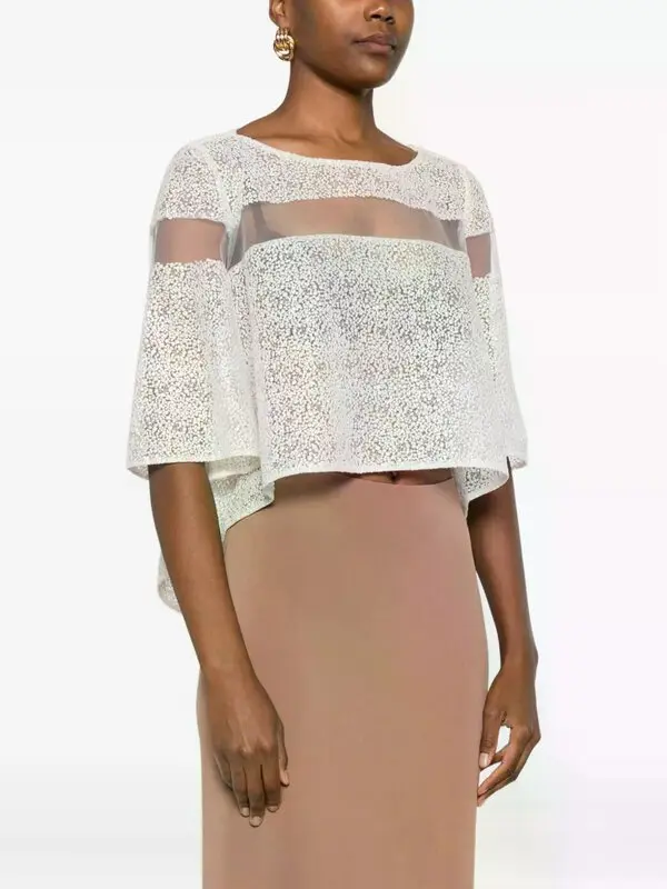 GEMY MAALOUF Semi-sheer Bell-sleeve Top
