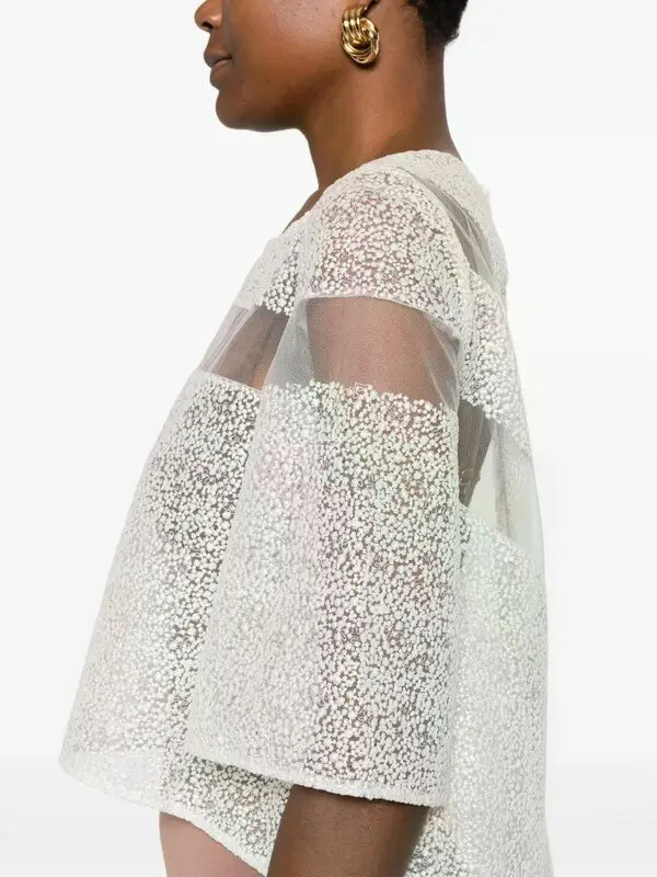GEMY MAALOUF Semi-sheer Bell-sleeve Top