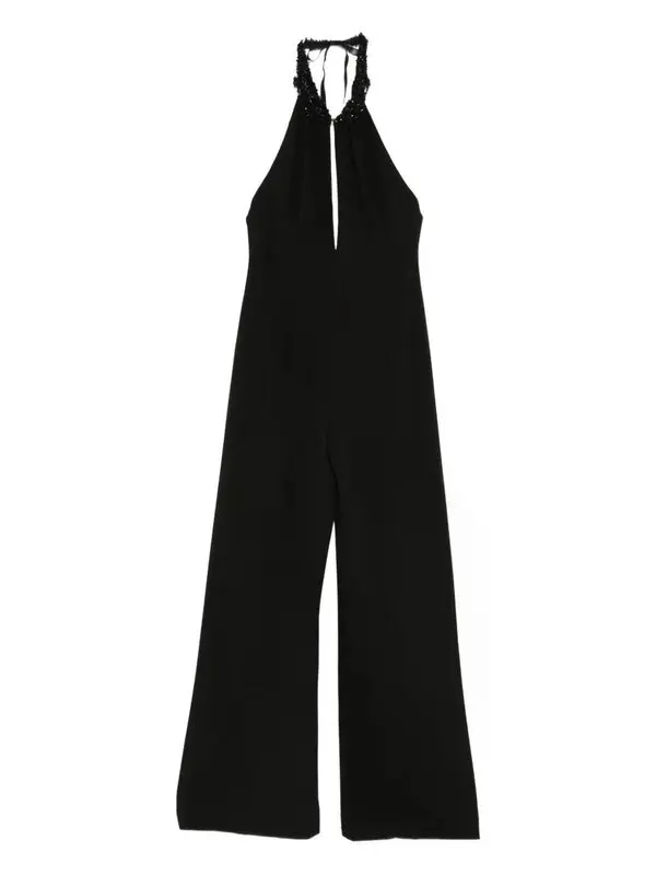 GEMY MAALOUF Embellished Halterneck Jumpsuit - Black
