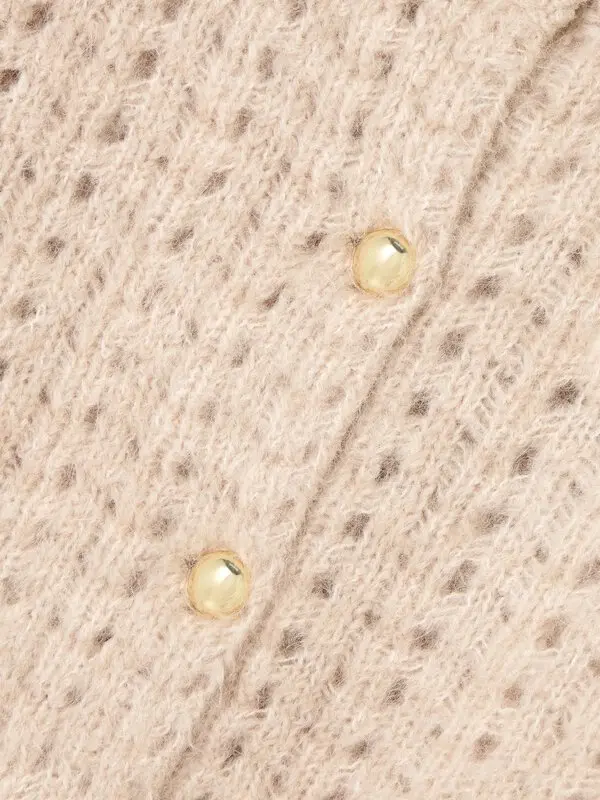 FRAME The Plush Open-knit Alpaca-blend Cardigan