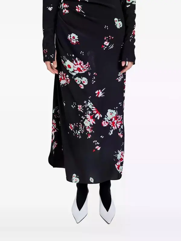 Proenza Schouler Floral Print Draped Asymmetric Day Dress
