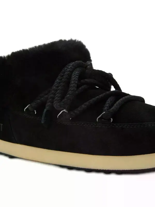 Moon Boot Suede And Sheepskin Trimmed Mules - Black