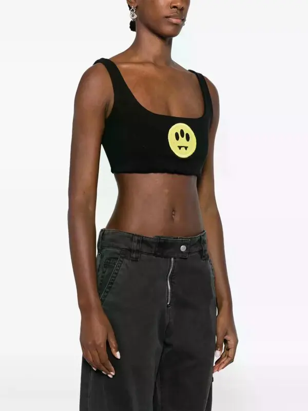 BARROW Smiley-face Jersey Fleece Cropped Top