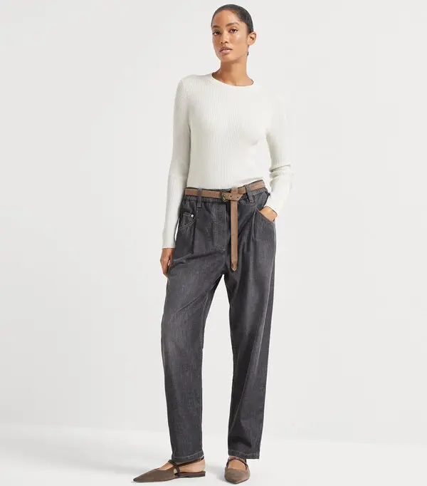 Brunello Cucinelli Cashmere Blend Lamé Sweater - White