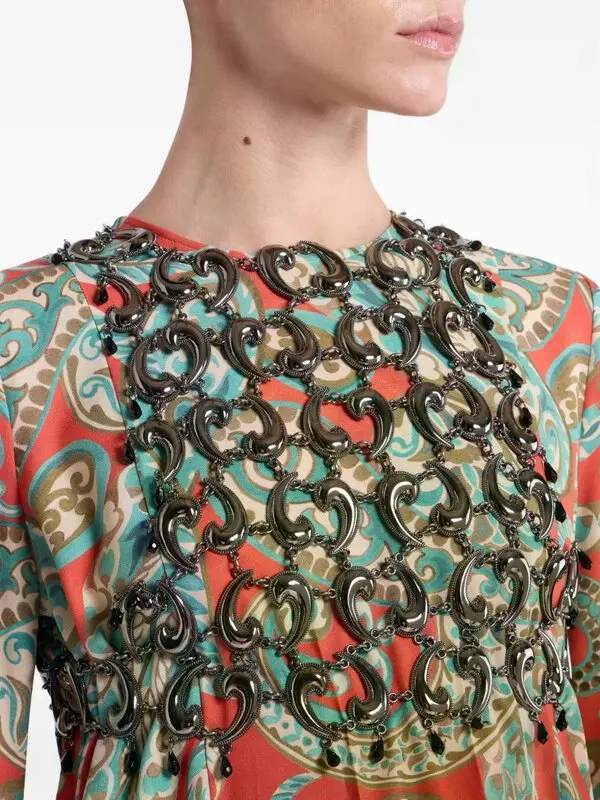 Etro Embellished Metal Paisley Top - Black
