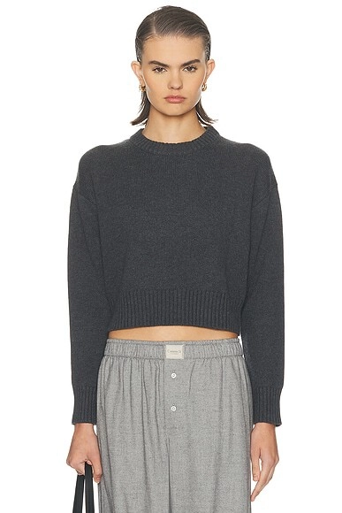 Enza Costa Chunky Cotton Cashmere Sweater - Charcoal