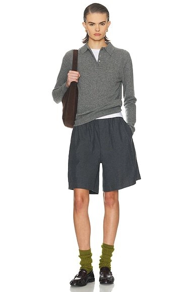 Enza Costa Knit Cashmere Polo Sweater