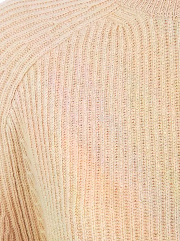 Max Mara Ribbed Wool High Neck Cropped Sweater - Neutrals