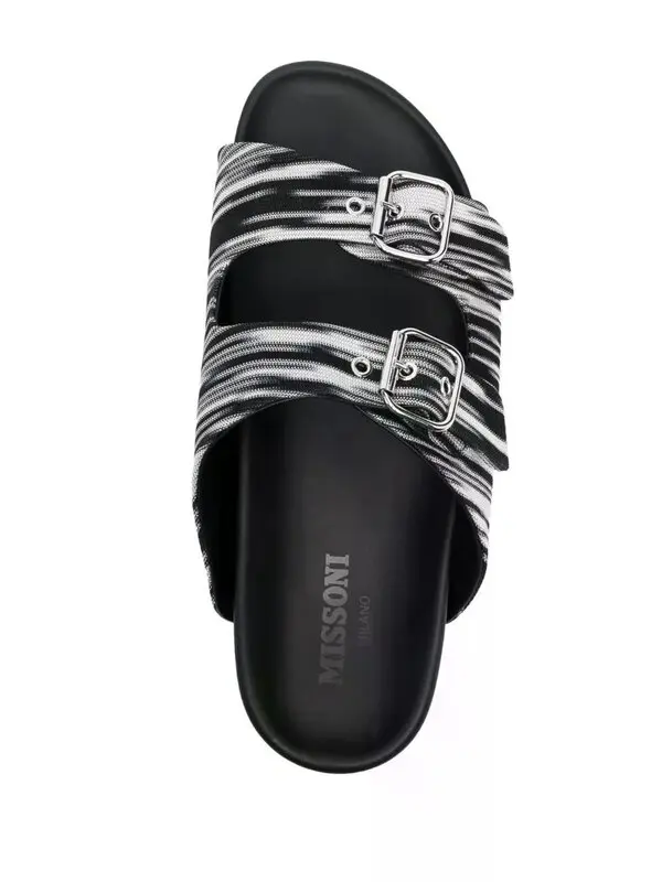 Missoni Double-buckle Knitted Slides - Black