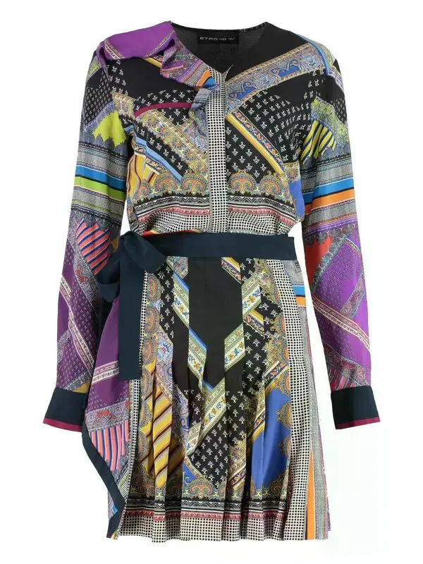 Etro Printed Pleated Dress - Black