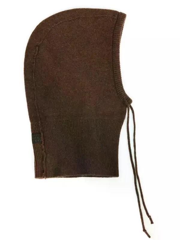 MAISON MARGIELA Fine-knit Balaclava With Signature Numbers Motif - Brown