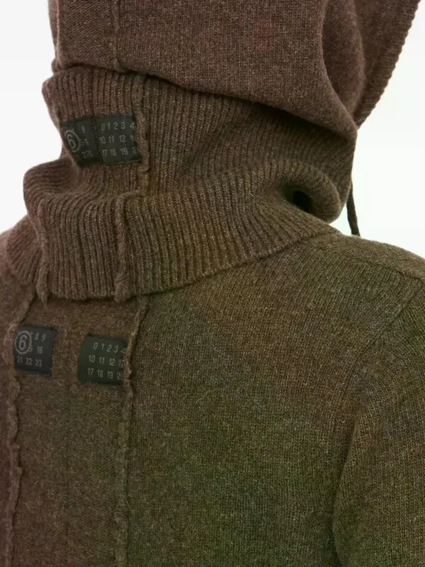 MAISON MARGIELA Fine-knit Balaclava With Signature Numbers Motif - Brown