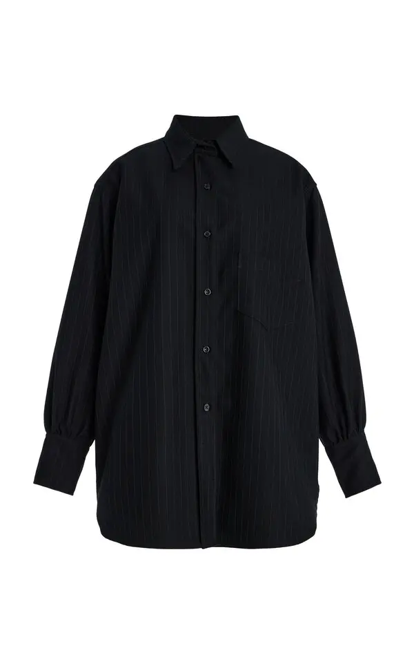 SLOAN Boyfriend Wool Shirt With Vertical Stripes