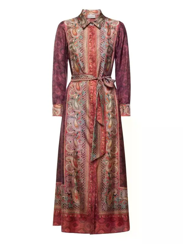 PIERRE-LOUIS MASCIA Printed Shirt Maxi Dress - Red