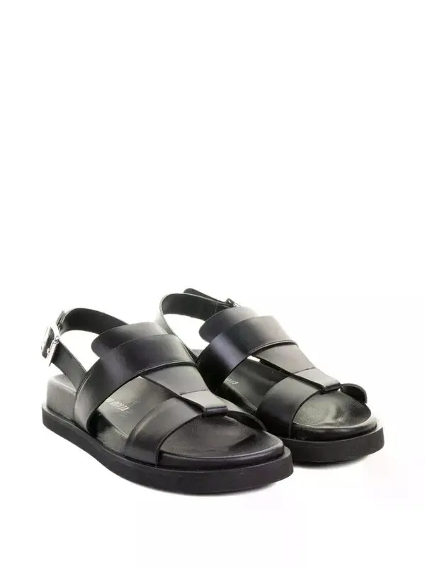 GUGLIELMO ROTTA Leather Buckle Strap Sandals - Black