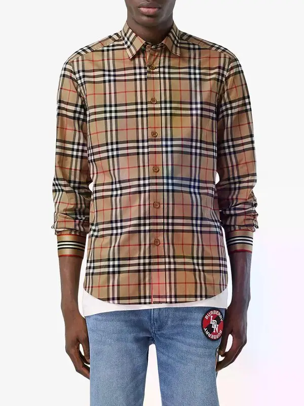 Burberry Icon Stripe Cuff Vintage Check Shirt - Neutrals