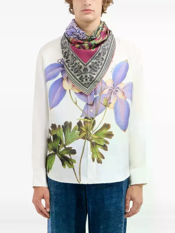 PIERRE-LOUIS MASCIA Floral-pattern Scarf - Grey