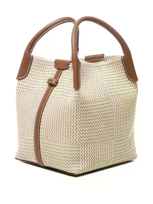 Loro Piana Woven Leather Trimmed Tote Bag