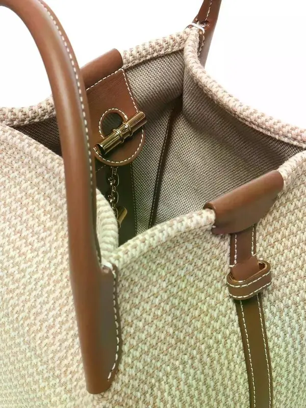 Loro Piana Woven Leather Trimmed Tote Bag