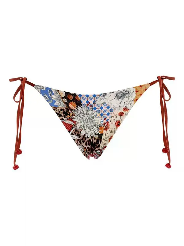 Agua Bendita Patchwork Print Tie-side Bikini Bottoms