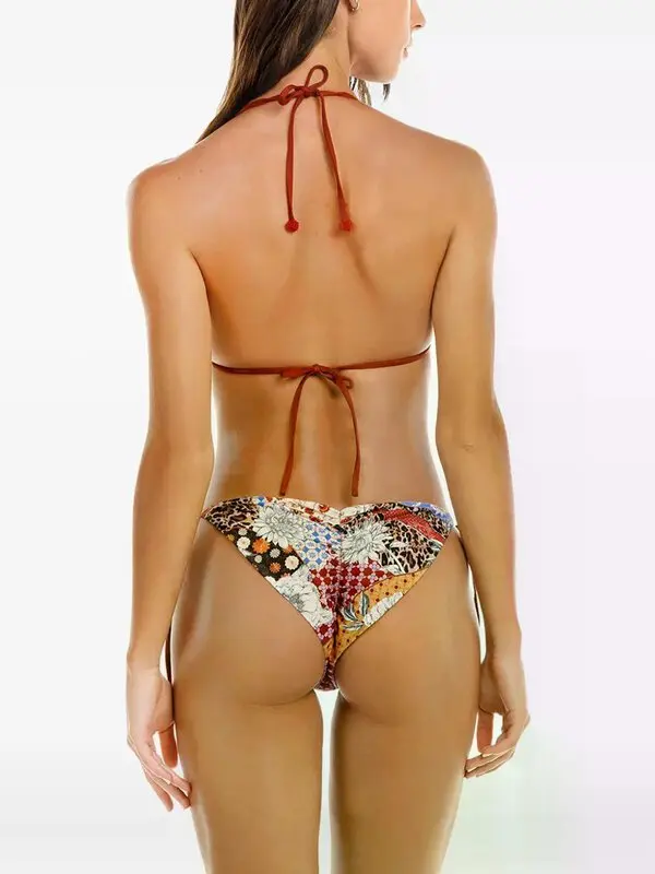 Agua Bendita Patchwork Print Tie-side Bikini Bottoms