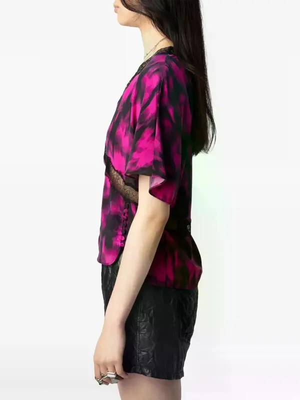 Zadig&Voltaire Tzar Blouse With Graphic Print And Lace Trim