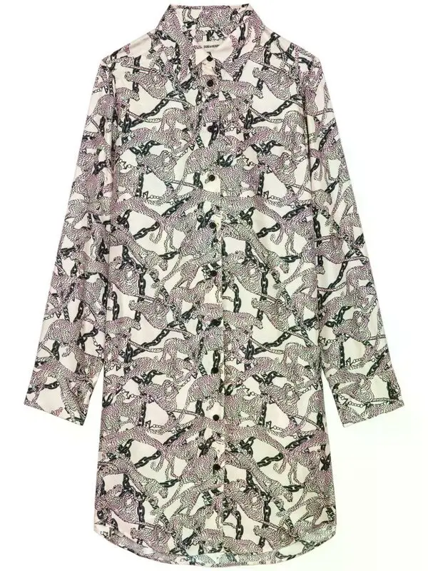 Zadig&Voltaire Rais Dress Animal Print Silk Shirt Dress