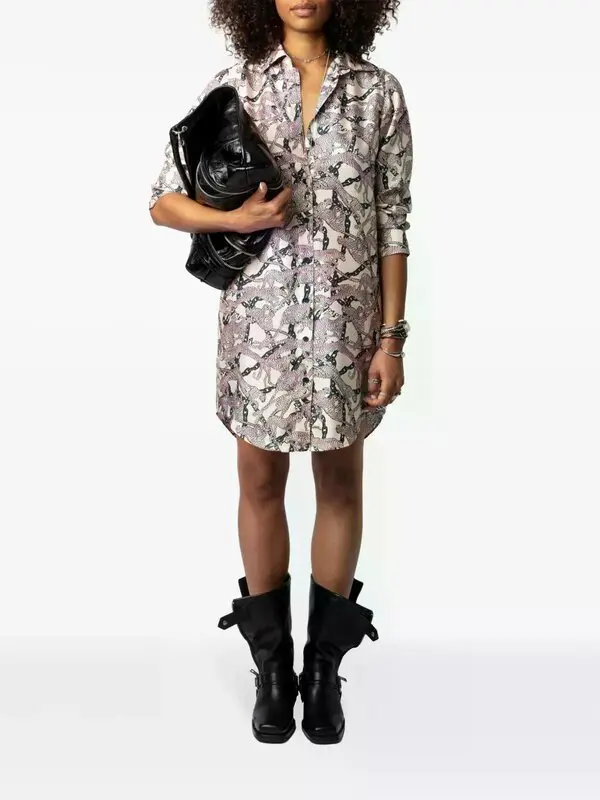 Zadig&Voltaire Rais Dress Animal Print Silk Shirt Dress