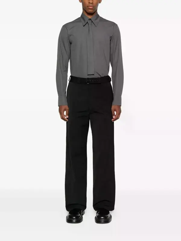 JIL SANDER Long-sleeve Tie-neck Shirt - Grey