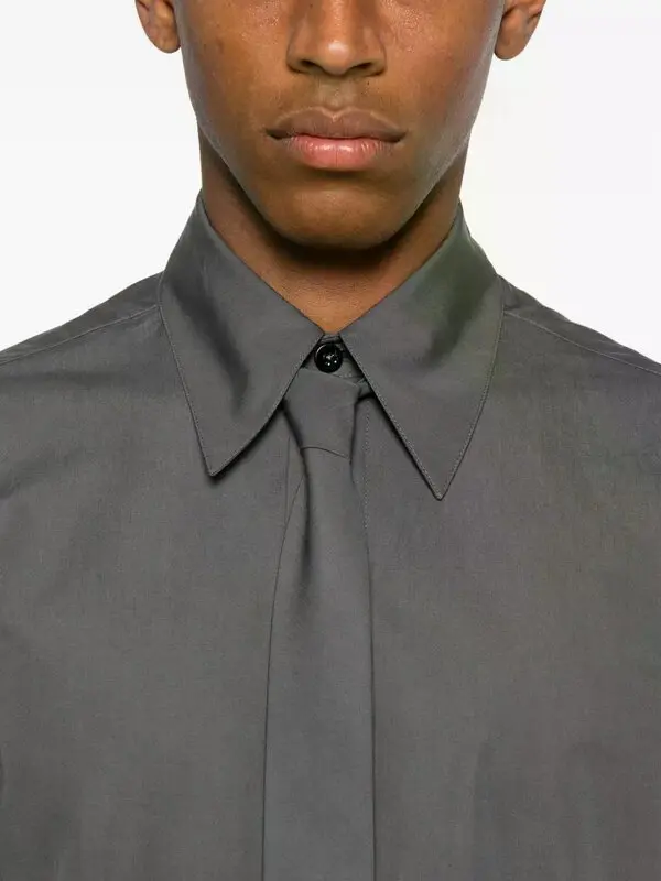 JIL SANDER Long-sleeve Tie-neck Shirt - Grey